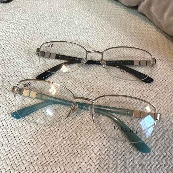 Versace | Accessories | Versace Light Blue Teal And Gold Rimless ...